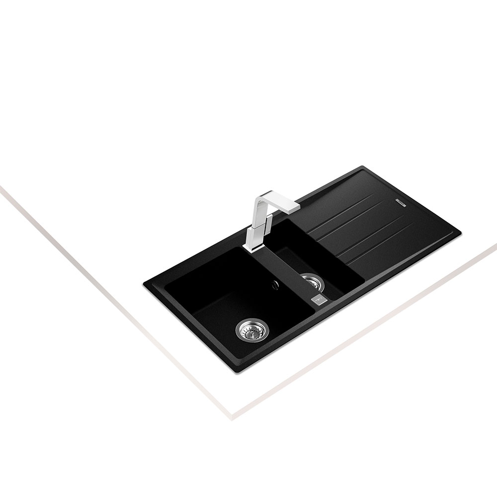 Teka Maestro Stone 60 B-TG Metalik Siyah 1000x510mm Büyük/Küçük Hazneli Dam