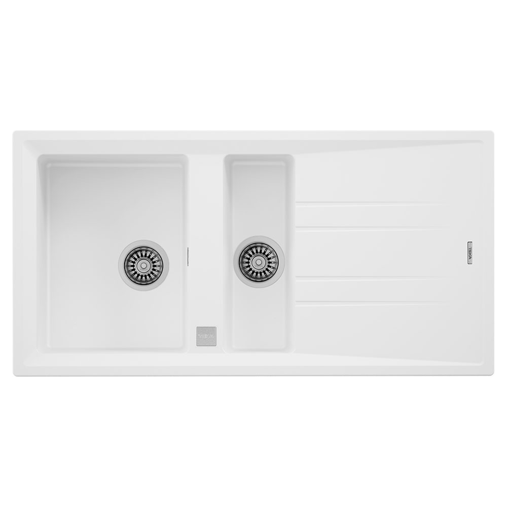 Teka Maestro Stone 60 B-TG Beyaz 1000x510mm Büyük/Küçük Hazneli Damlalıklı