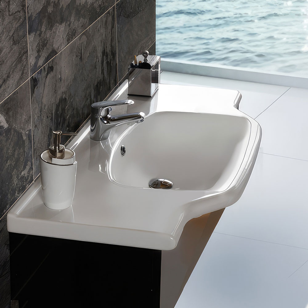 Cerastyle 081000-U Yeni Klasik Etajerli Lavabo, Beyaz, 65x48 cm.