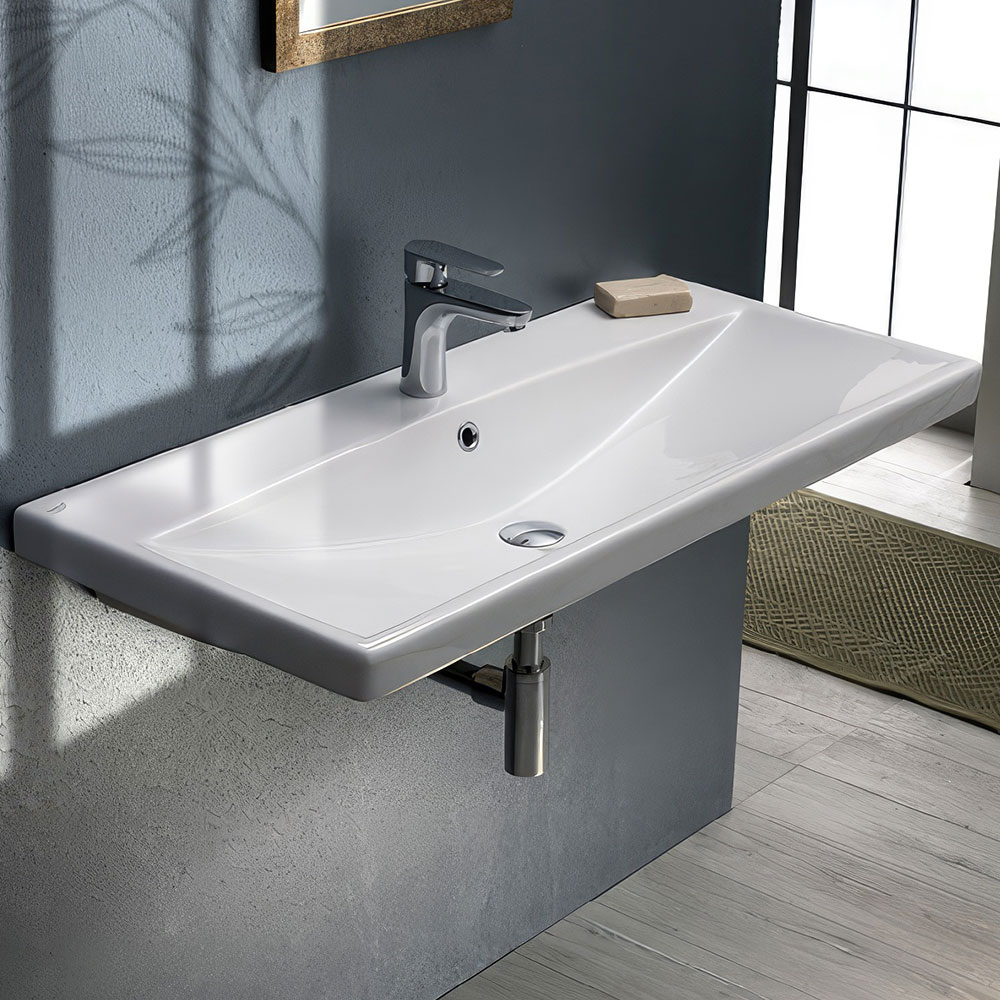 Cerastyle 032400-U Elite Etajerli Lavabo, Beyaz, 100x45 cm.