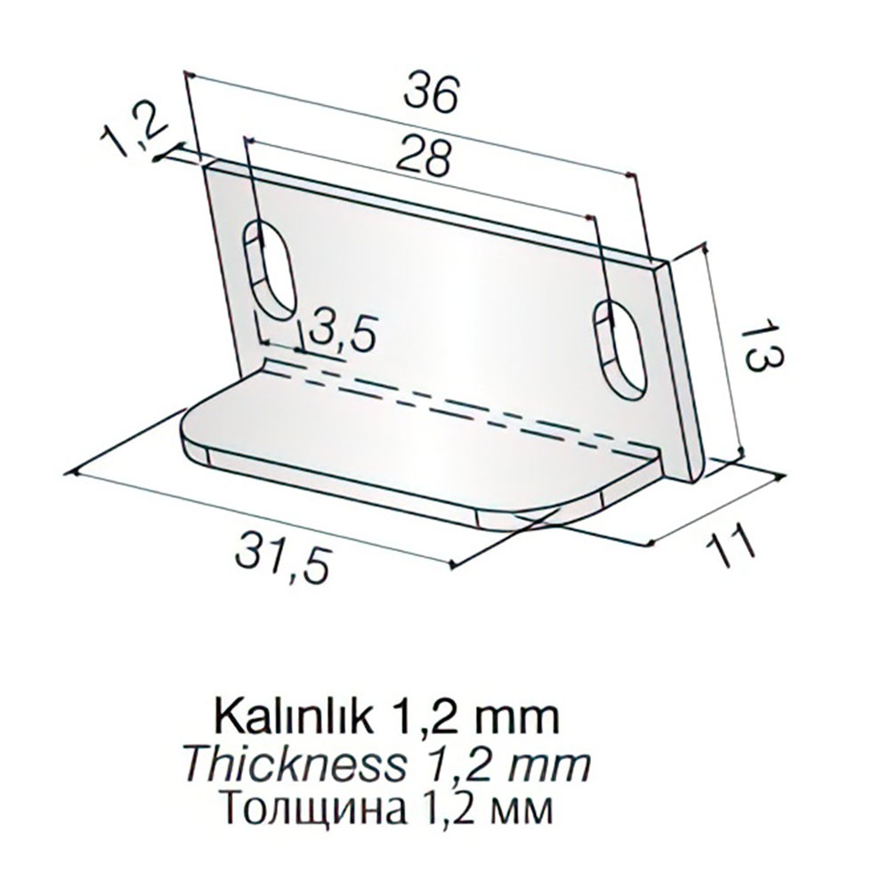 Mesan L Kilit Karşılığı Nikel, 1.2 mm Kalınlıkta, Sağlam ve Dayanıklı