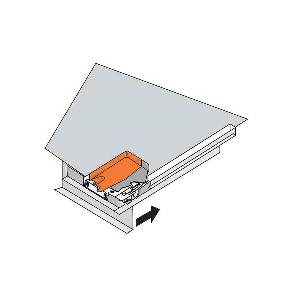 Blum T51.1700.04 Tandem Ray Bağlantı Mandalı Sağ – Vidalı, Turuncu