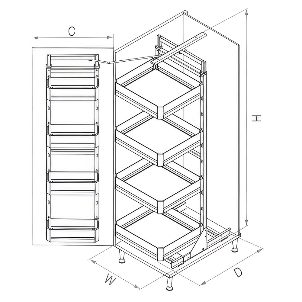 Starax S-1222-UB-W Unique Box İkiz Kiler Beyaz 4 Sepetli 60 cm