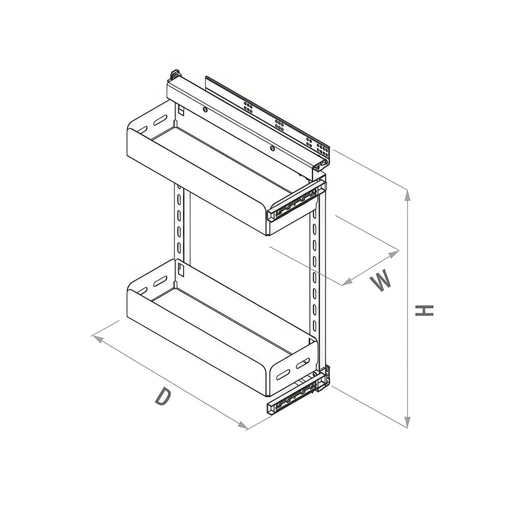 Starax S-2205-UB-W Unique Box Yandan Gizli Raylı Tezgah Altı Ünite Sol 90°