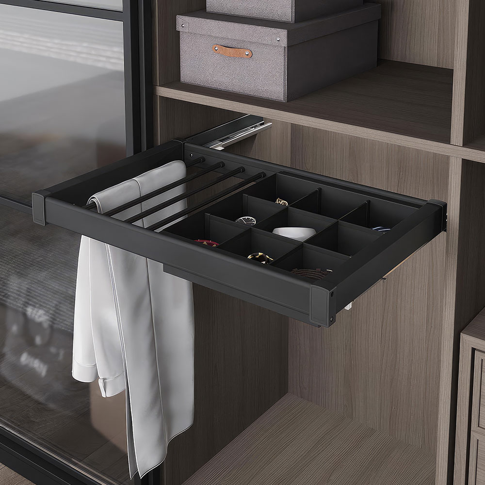 Starax S-6706-A Gizli Raylı Alüminyum Çekmeceli Pantolonluk Antrasit 90 cm